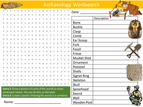 Archaeology Wordsearch Jobs Careers Geology Starter Settler Activity ...