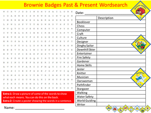 Brownie Badges Wordsearch Guides Cubs Scouts Starter Settler Activity ...