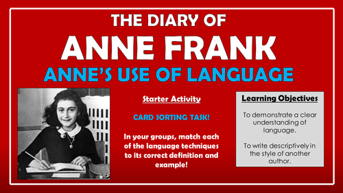 The Diary of Anne Frank - Anne's Use of Language | Teaching Resources