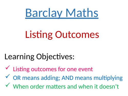 Listing Outcomes | Teaching Resources
