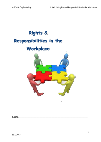 ASDAN Employability Rights & Responsibilities in the Workplace L1 ...