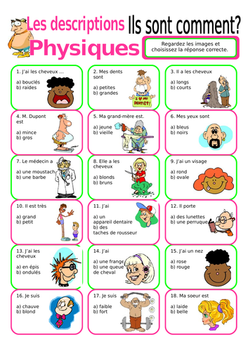 Early years French resources: physical and character description