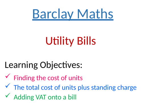 Utility Bills | Teaching Resources