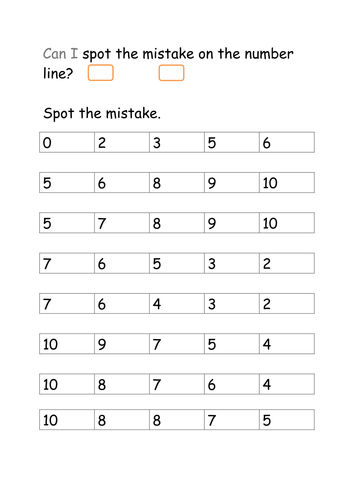 Year 1 White Rose spot the mistake on number track | Teaching Resources