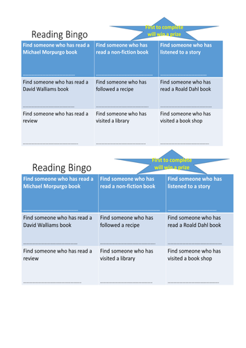 Reading Bingo | Teaching Resources