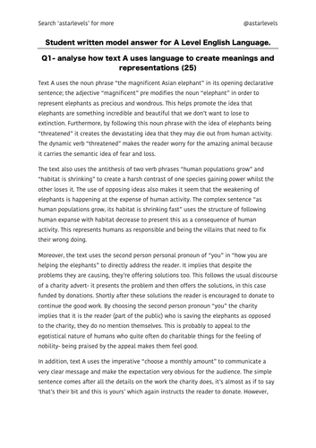 A Level English Language Paper 1 Example Student Essays by astarlevels ... A Level English Language Paper 1 Example Student Essays by astarlevels ...