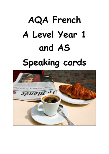 AQA French A Level Year 1 and AS speaking cards | Teaching Resources