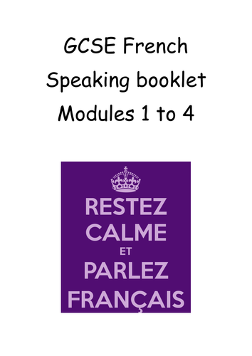 Edexcel GCSE 9-1 French speaking booklet Modules 1 to 4 Studio ...
