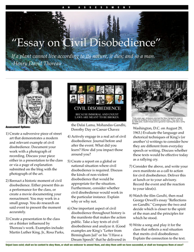 "Civil Disobedience" Assessment Options | Teaching Resources