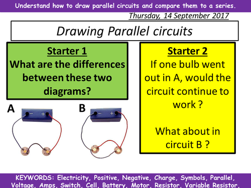 New KS3 lesson on drawing parallel circuits. | Teaching Resources
