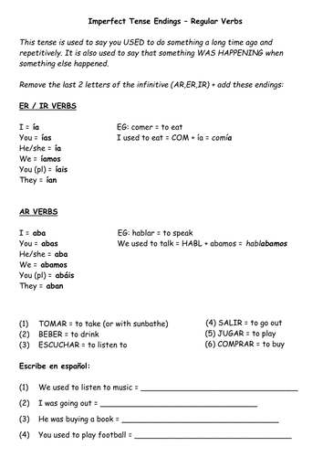 Spanish, Year 9 and GCSE - Imperfect Tense and Imperfect and Preterite ...
