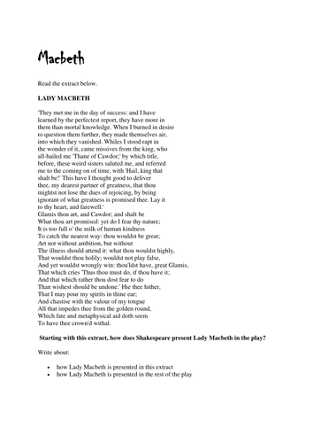 Macbeth Assessment Pack | Teaching Resources