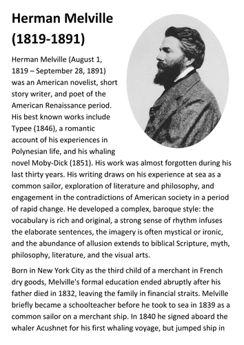 Herman Melville Handout | Teaching Resources