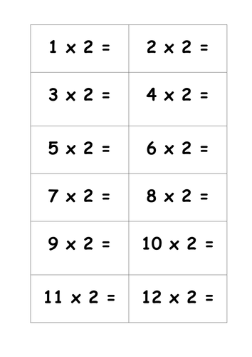 Times Table Cards (2-12 times tables) | Teaching Resources