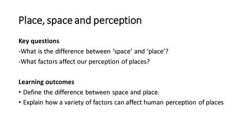 OCR A Level Geography- Place, space and perception. | Teaching Resources