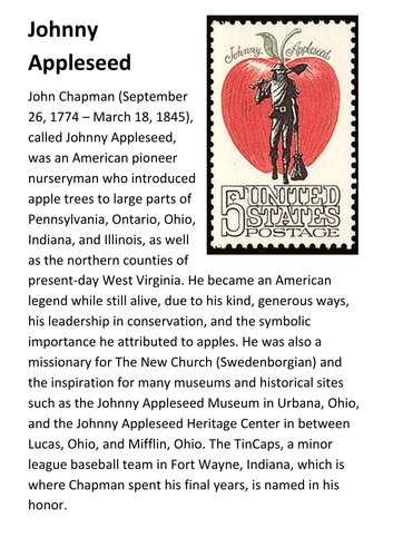 Johnny Appleseed Handout | Teaching Resources