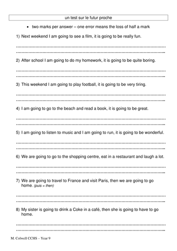 Revision of the near future - French | Teaching Resources