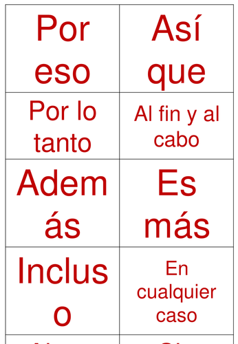 Spanish connectors for speaking | Teaching Resources