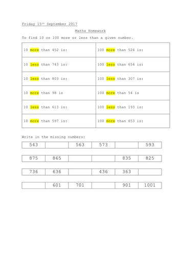 Year 3 Week 2 Place Value | Teaching Resources
