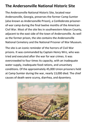 Andersonville National Historic Site Handout | Teaching Resources