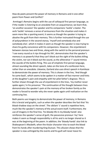 AQA POWER AND CONFLICT EXAMPLE ESSAY RESPONSE GCSE ENGLISH LITERATURE ... AQA POWER AND CONFLICT EXAMPLE ESSAY RESPONSE GCSE ENGLISH LITERATURE ...