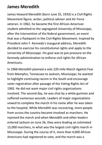 James Meredith Handout | Teaching Resources