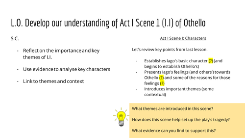 Othello - Lesson 3 - Act 1 Scene 1 - Character Jigsaw & SQIDDIQS ...