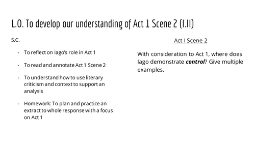 Lesson 4 - Othello - Act I Scene II - Iago and Literary Criticism ...
