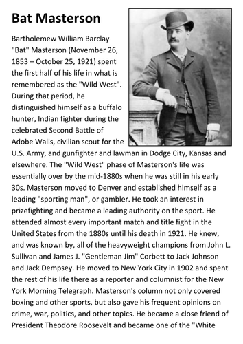 Bat Masterson Handout | Teaching Resources