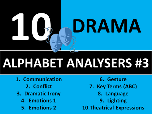 10 x Drama Alphabet Analysers #3 Starter Activities GCSE KS3 Keyword ...