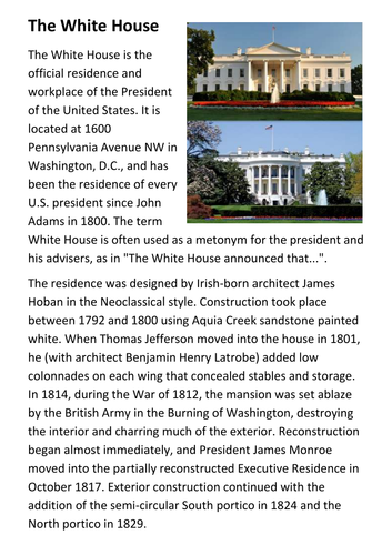 The White House Handout | Teaching Resources