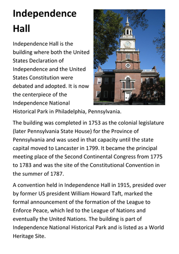 Independence Hall Handout | Teaching Resources