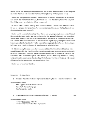 Eduqas-style Language Component 1 paper practice questions | Teaching ...