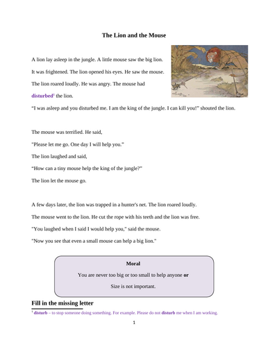 Aesop's Fables: The Lion and the Mouse | Teaching Resources