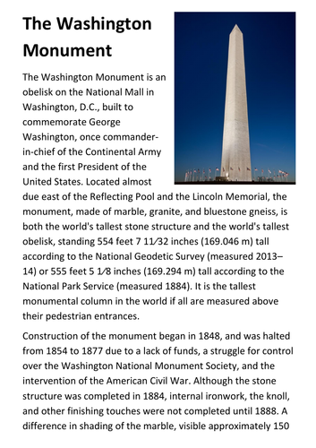 The Washington Monument | Teaching Resources