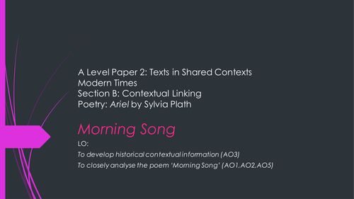 A Level English Literature - "Morning Song" by Sylvia Plath | Teaching ...
