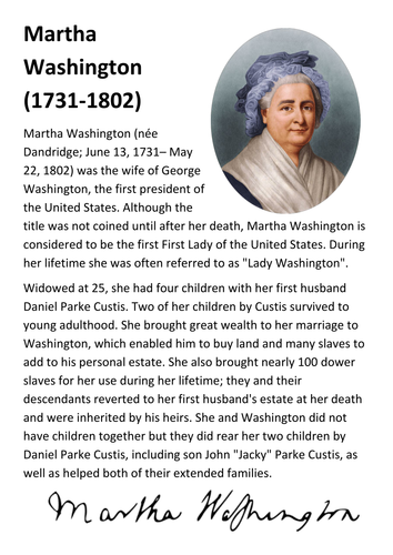 Martha Washington Handout | Teaching Resources