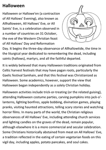 Halloween Handout | Teaching Resources
