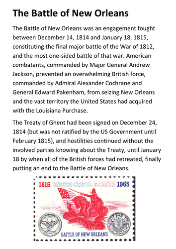 The Battle of New Orleans Handout | Teaching Resources