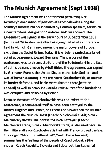 The Munich Agreement Handout | Teaching Resources