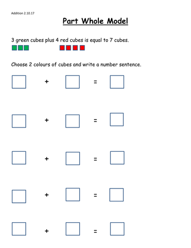 Part Whole Model and Addition symbol Year 1 White Rose Resource ...