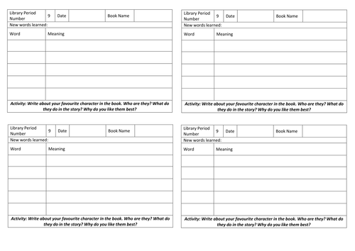 Library Period Activity 1 - English as a Second Language | Teaching ...