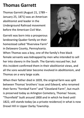 Thomas Garrett Handout | Teaching Resources