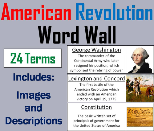American Revolution Word Wall Cards | Teaching Resources