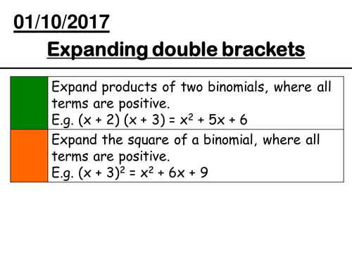 Expanding double brackets (positive terms) | Teaching Resources