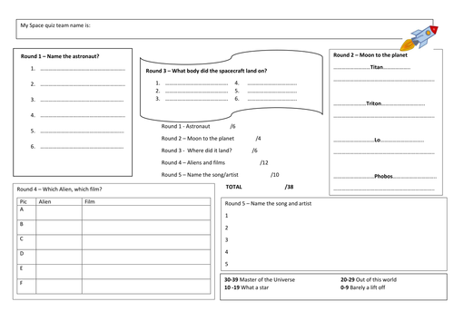 Space Week Quiz | Teaching Resources Space Week Quiz | Teaching Resources
