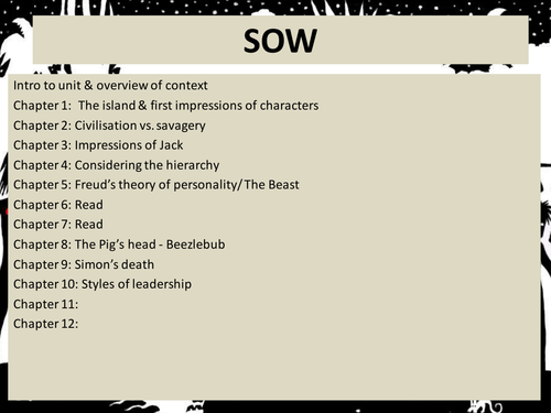 Lord of the Flies full SOW year 11 Eduqas 9-1 | Teaching Resources