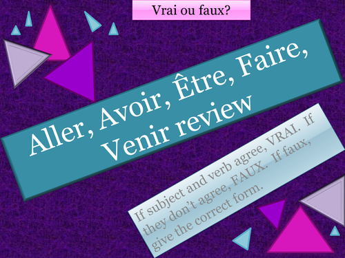 Aller Avoir Être Faire Venir French Verbs Review Game | Teaching Resources