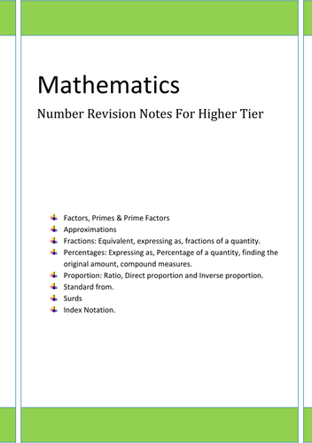 GCSE Number revision Guide | Teaching Resources