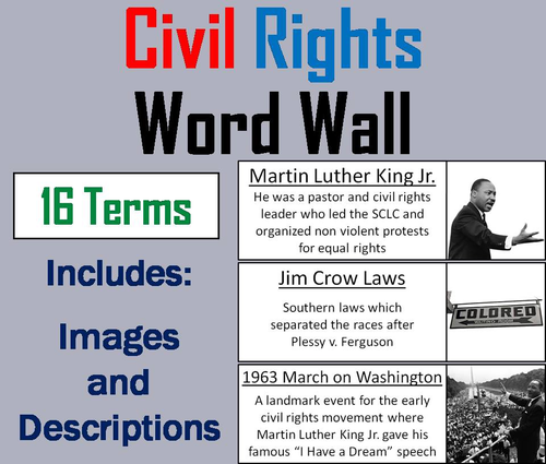 Civil Rights Word Wall Cards | Teaching Resources